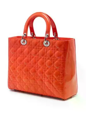 Dior Patent Cannage Lady Satchel - Orange