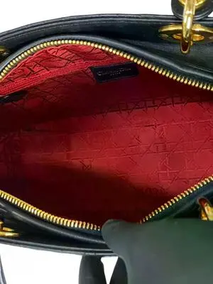 Dior Large Lambskin Cannage Lady Satchel - Black