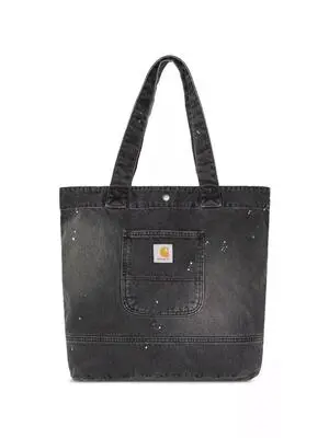 Carhartt Work In Progress Denim Tote Bag With Paint Splatter Detail - Black