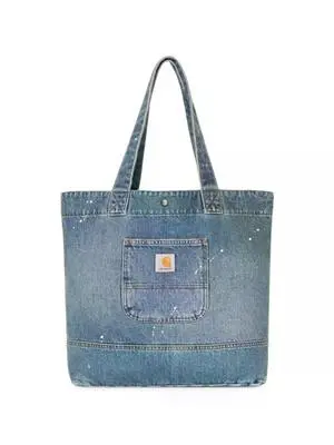 Carhartt Work In Progress Denim Tote Bag With Paint Splatter Detail - Blue