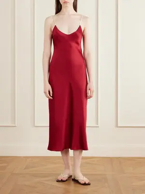 Comme Si Bias Slip Silk-charmeuse Midi Dress - Red