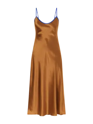 Comme Si Silk-charmeuse Bias Slip Midi Dress - Brown