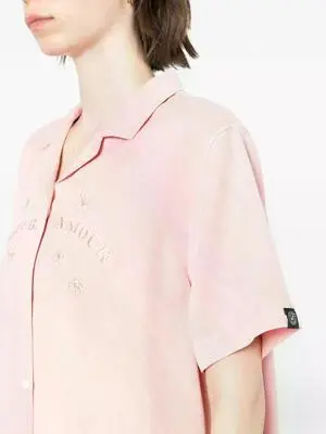 AGNES B. Embroidered Short-sleeve Shirt - Pink