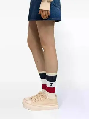 AMI Paris La Plage De Coeur Striped Socks