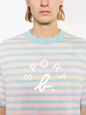 AGNES B. Striped Logo-print T-shirt - Blue