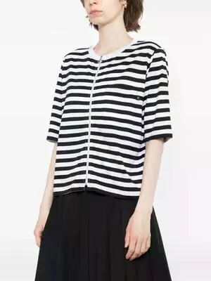 AGNES B. Striped Zip-up T-shirt