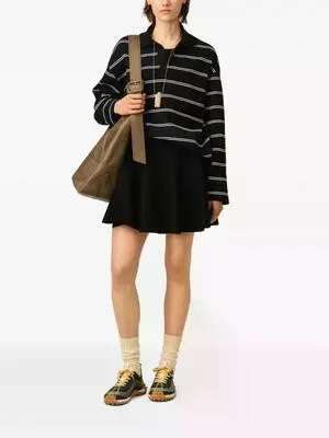 AMI Paris Cotton Striped Polo With De Coeur Embroidery