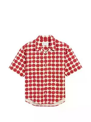 AMI Paris Cotton Short Sleeves Boxy Fit Shirt - Red