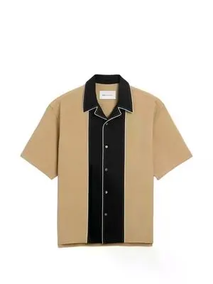 AMI Paris Viscose Twill Short Sleeves Shark Collar Boxy Fit Shirt - Neutrals