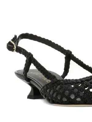 JULIE DEE Leather Slingback Heeled Pumps