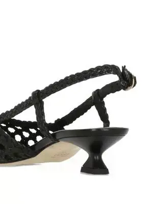 JULIE DEE Leather Slingback Heeled Pumps