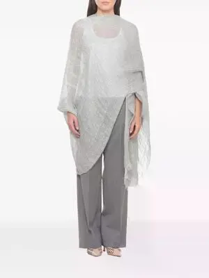 PANICALE Lurex Pattern Frayed Poncho