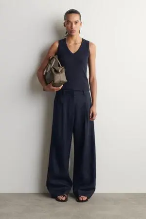 Cos Cotton V-neck Tank Top - Navy