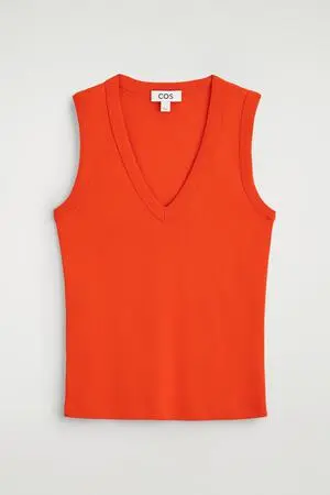 Cos Cotton V-neck Tank Top - Orange