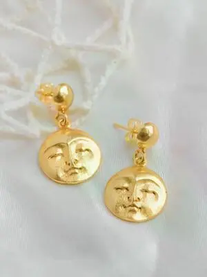 OTTOMAN HANDS Moon Face Drop Earrings