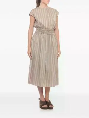 Antonelli Firenze Striped Smocked-waist Midi Dress