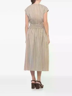 Antonelli Firenze Striped Smocked-waist Midi Dress