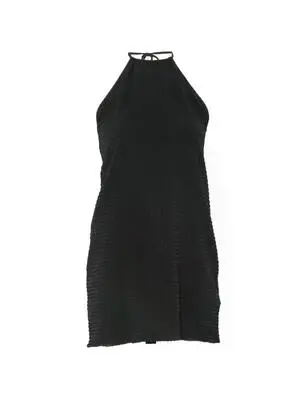 Hunza G Crinkle-effect Halterneck Mini Dress - Black