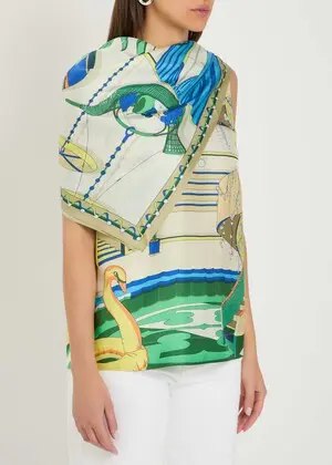 Tory Burch Printed Silk Scarf-effect Top