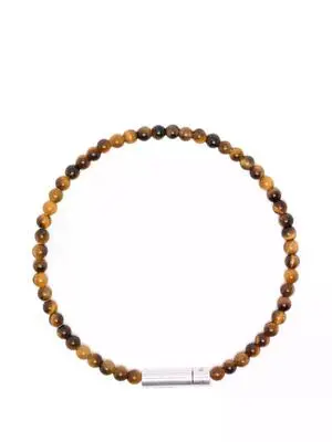 Le Gramme Tiger Eye Beads Cable Bracelet - Brown