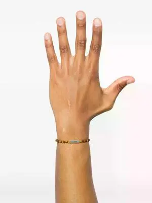 Le Gramme Tiger Eye Beads Cable Bracelet