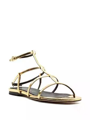 JULIE DEE Metallic-effect Strappy Sandals