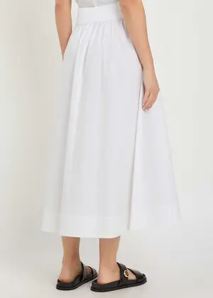 Tory Burch Romy Cotton-poplin Midi Skirt - White