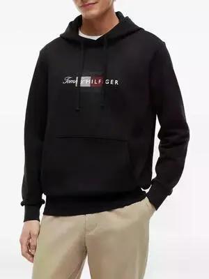 Tommy Hilfiger Logo Print Hoodie - Black