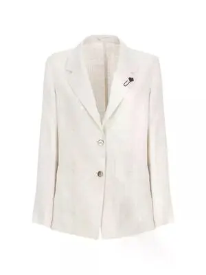 LARDINI Check-pattern Linen Blazer