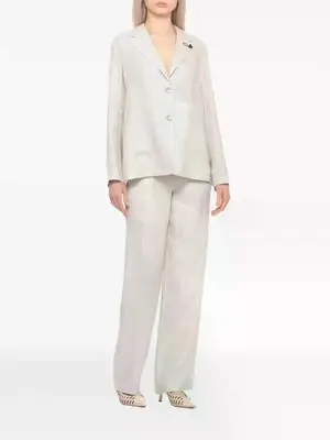 LARDINI Check-pattern Linen Blazer