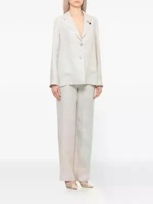 LARDINI Check-pattern Linen Blazer