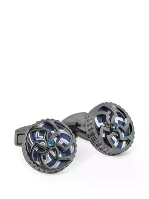Tateossian Rotating Trinity Crystal-embellished Gear-edge Cufflinks