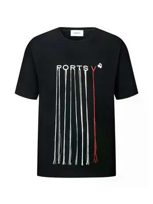 PORTS V Threads Logo-print T-shirt - Black