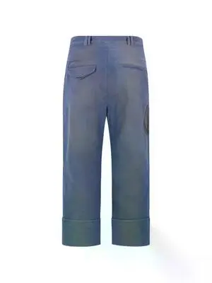 NAMACHEKO Leather-patch Turn-up Trousers - Blue