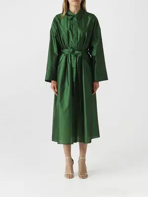 Max Mara Collared Dress With Belt - Emerald