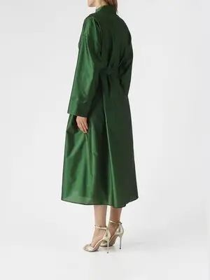 Max Mara Collared Dress With Belt - Emerald