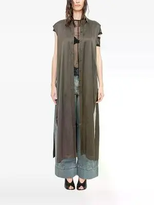 Andrea Ya'aqov Side-slit Sleeveless Shirt - Brown