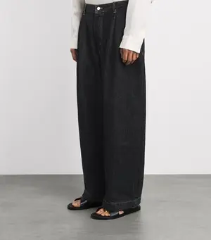 Studio Nicholson Pleated Wide-leg Jeans - Black
