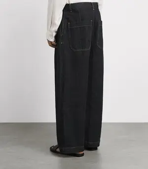 Studio Nicholson Pleated Wide-leg Jeans - Black