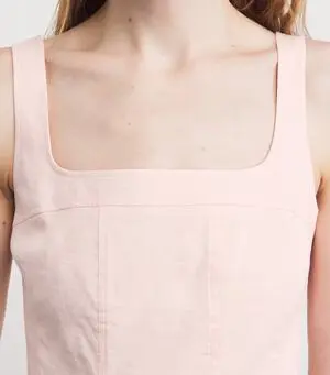 Theory Linen-blend Square-neck Midi Dress