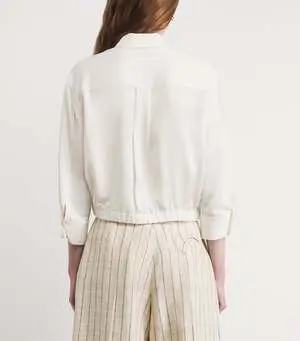 Theory Supima Cotton Cropped Shirt With Elasticated Waistband