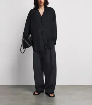 Studio Nicholson Cotton Pleated Trousers - Navy
