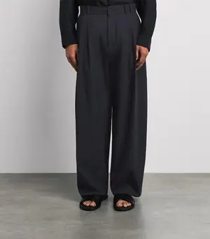 Studio Nicholson Cotton Pleated Trousers - Navy