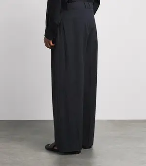 Studio Nicholson Cotton Pleated Trousers - Navy
