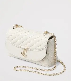 JIMMY CHOO Curve Small Quilted Lambskin Shoulder Bag With Monogram Logo