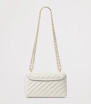 JIMMY CHOO Curve Small Quilted Lambskin Shoulder Bag With Monogram Logo