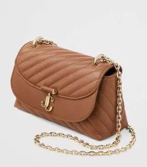 JIMMY CHOO Curve Small Biker Leather Quilted Cross-body Bag - Beige