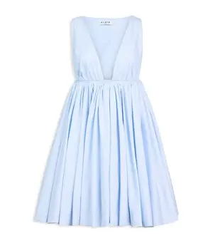 Alaïa Striped Cotton Skater Mini Dress