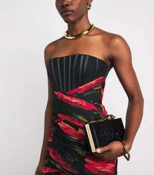 Carolina Herrera Silk Chiffon Floral Bustier Gown - Black
