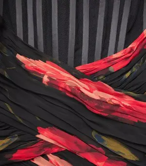 Carolina Herrera Silk Chiffon Floral Bustier Gown - Black